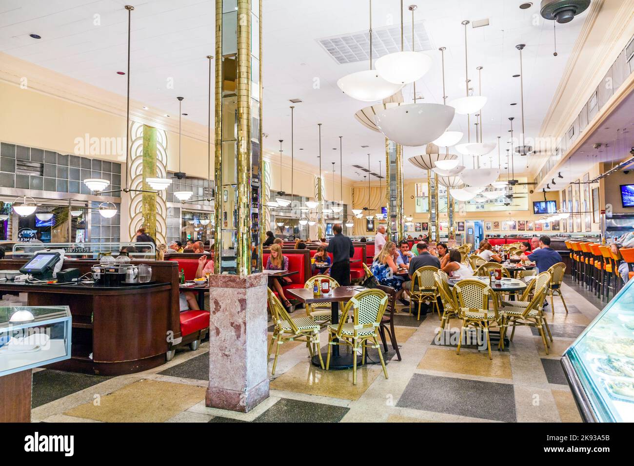 MIAMI, USA - August 2, 2010: people eat inside the famous Jerrys Deli ...