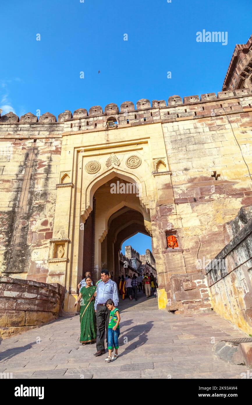JODHPUR, INDIA - OCT 22, 2012: Unidentified people walk through a gate ...