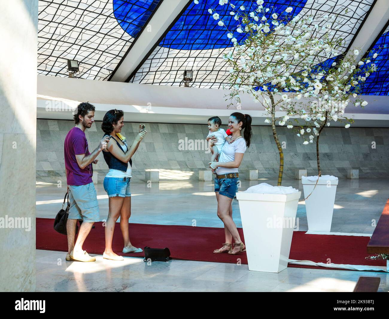 BRASILIA, BRAZIL - OCT 26, 2013: family inside the Cathedral of ...