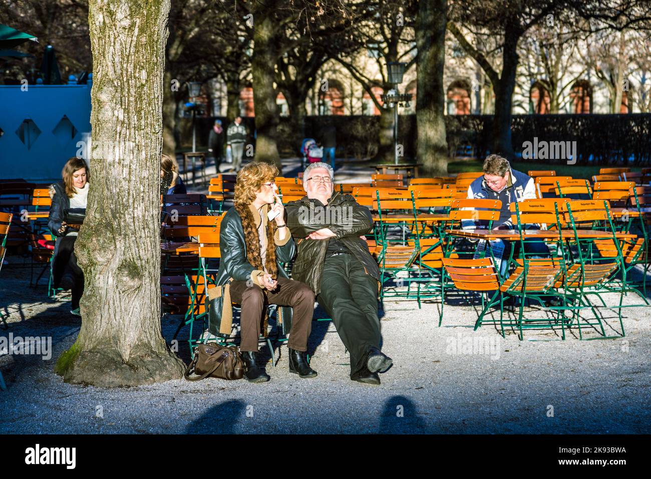 MUNICH, GERMANY - DECEMBER 27, 2013: Unidentified people enjoy the ...