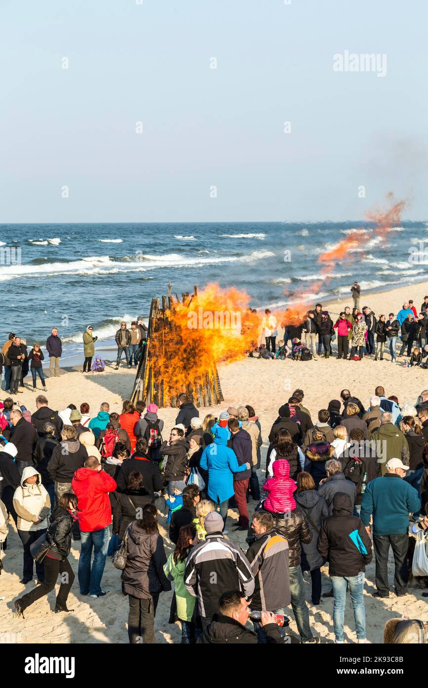 ZINNOWITZ, GERMANY - APRIL 19: people watch the easter fire on April 19 ...