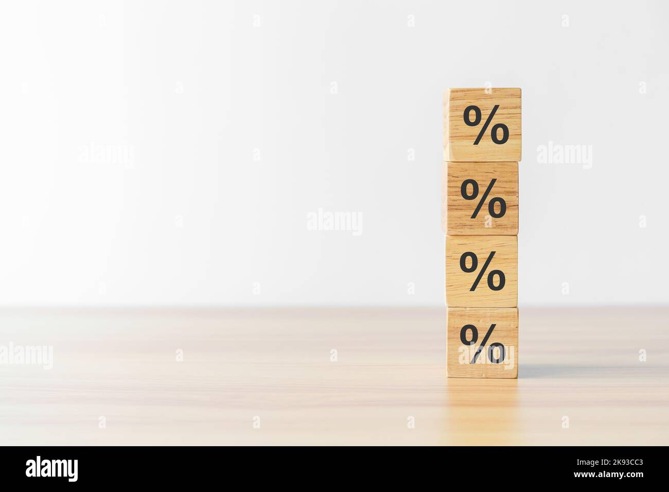 wood block with percentage symbol icon. Interest rate, financial ...