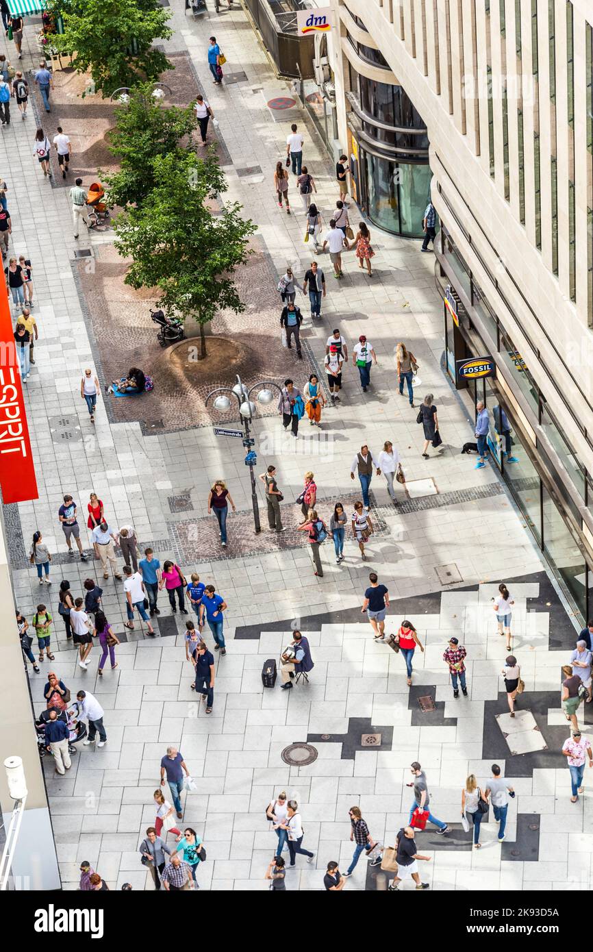 FRANKFURT, GERMANY- AUGUST 9, 2014: People walking along the Zeil ...