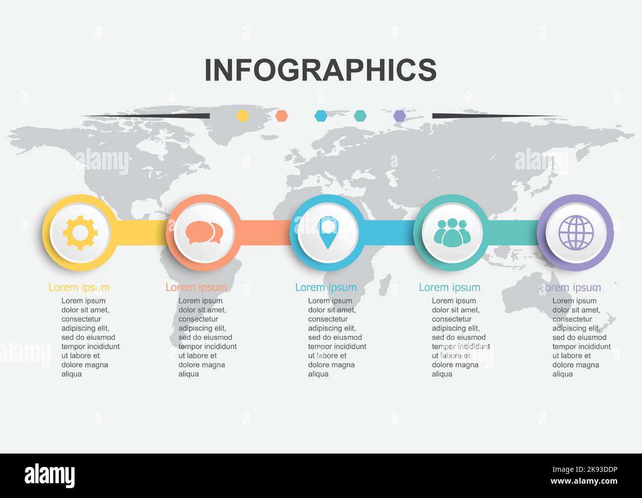 Timeline Infographic design template with 5 banners, stock vector Stock ...