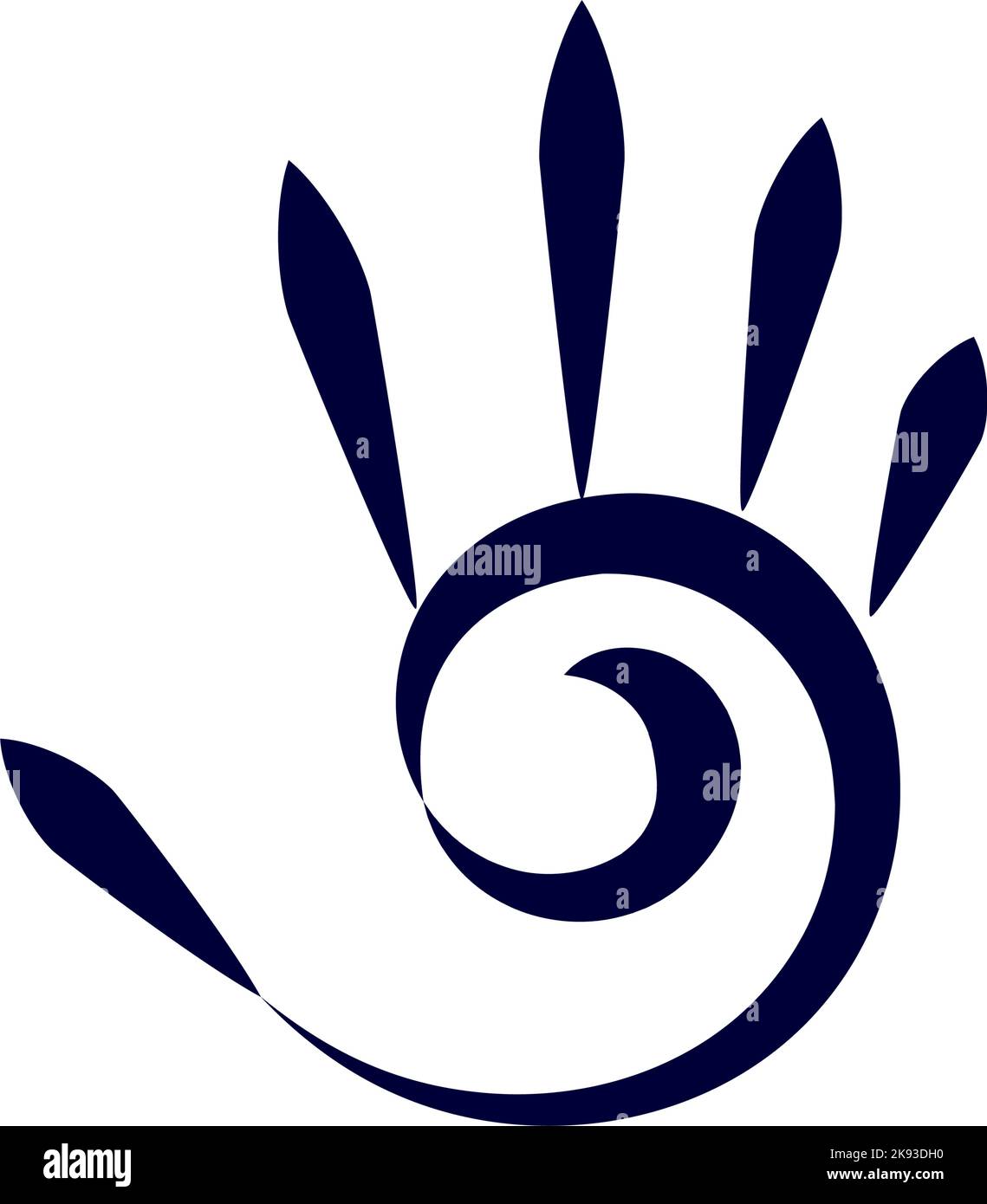 Icon of Abstract Simple Hand with Five Fingers, and Spiral Design ...