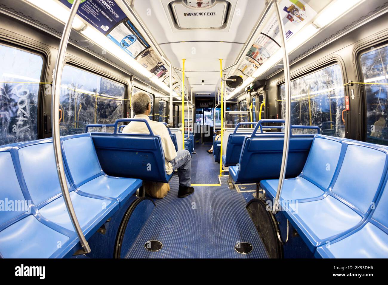 MIAMI, USA - AUG 18, 2014: people in the downtown Metro bus in Miami ...
