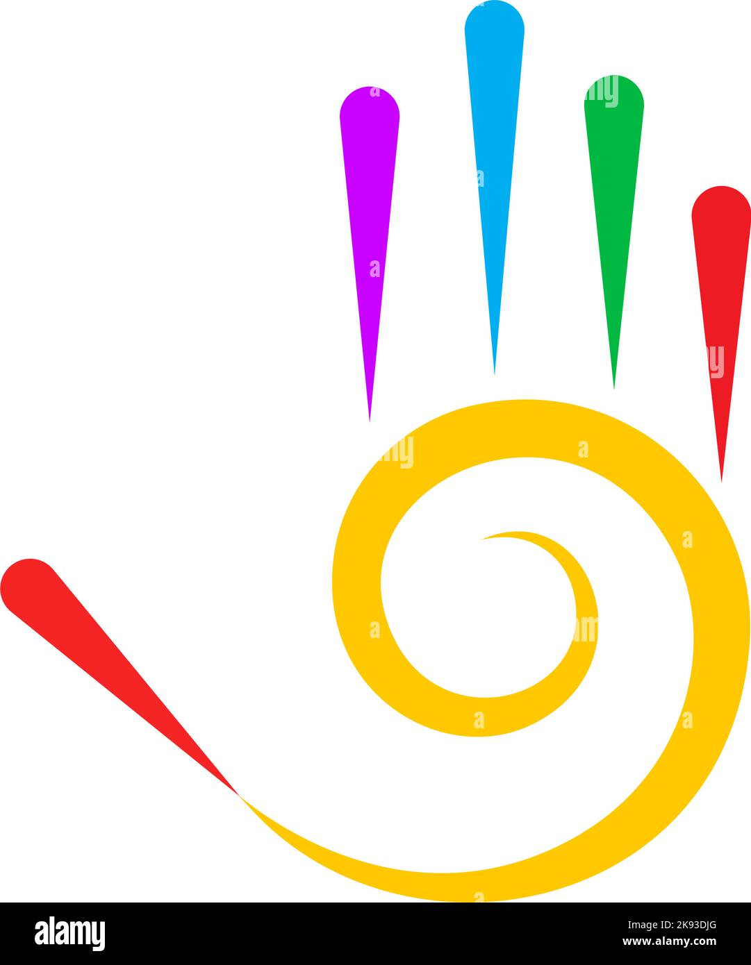 Illustration of Abstract Stylized Colored Hand with Five Fingers, and ...