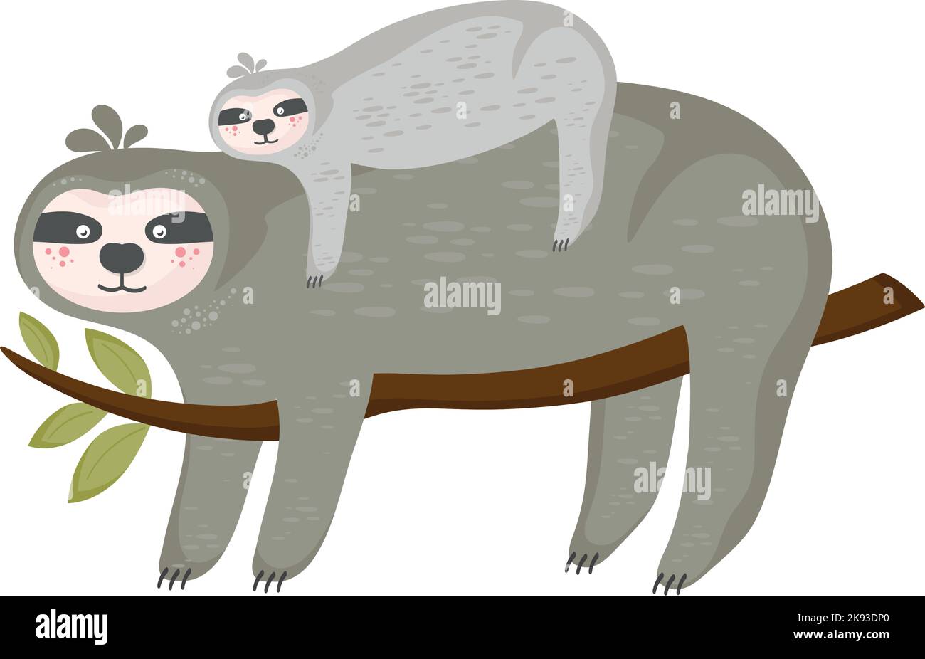 family sloths in branch Stock Vector Image & Art - Alamy