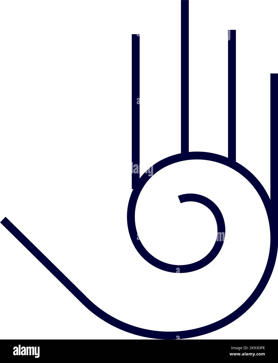 Illustration of Abstract Simple Hand with Five Fingers, and Spiral ...