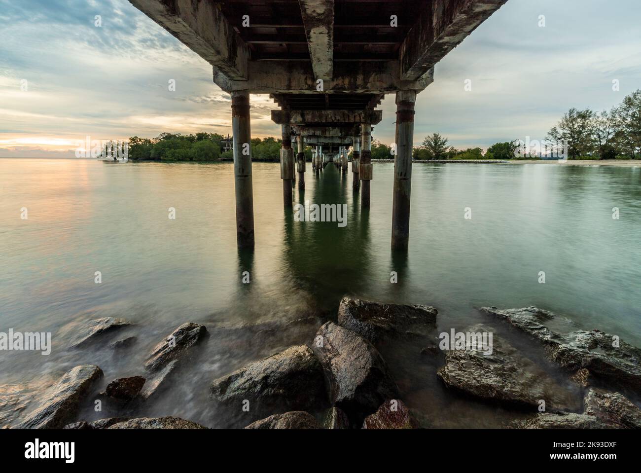 Cahaya Negeri Beach Jetty during Sunset Stock Photo - Alamy