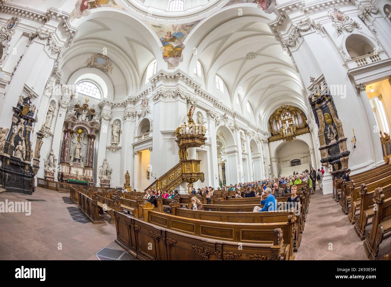 FULDA, GERMANY - SEP 20. 2014: inside of baroque Cathedral in Fulda ...