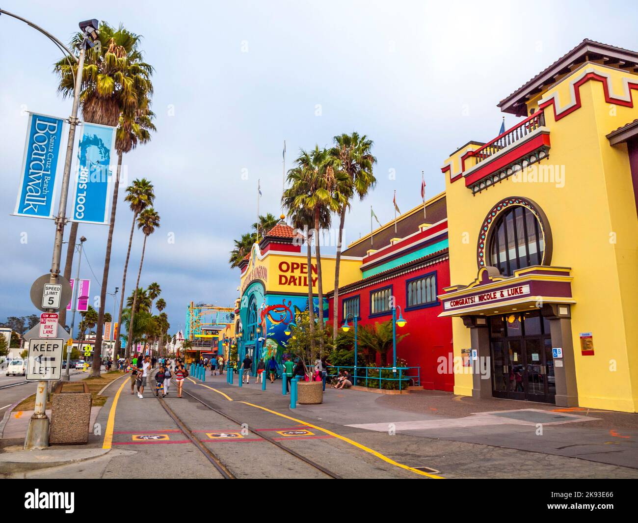 SANTA CRUZ, USA - SEP 21, 2014: people at Boardwalk in Santa Cruz ...