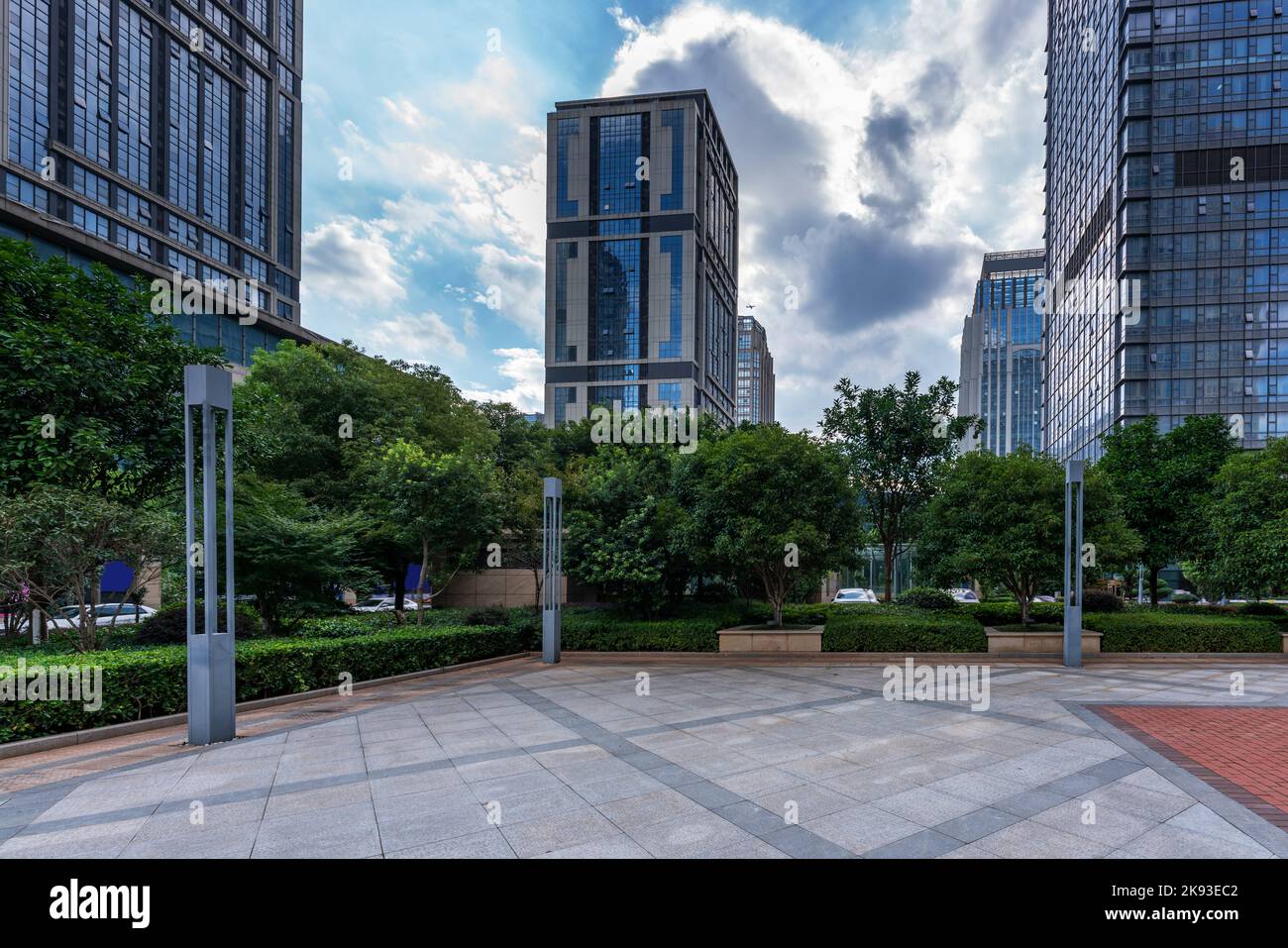 empty, modern square and skyscrapers in modern city Stock Photo - Alamy