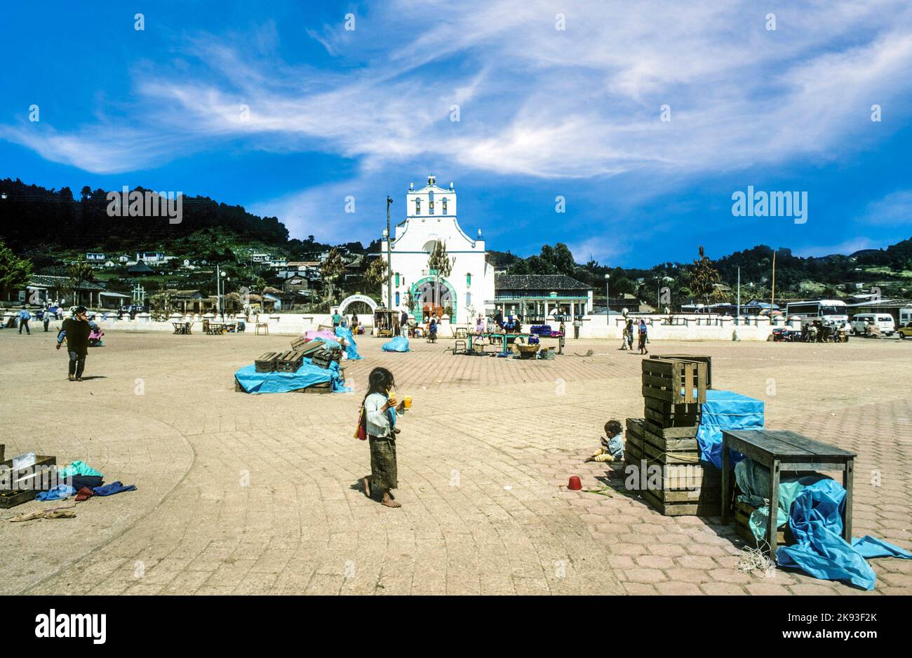 CHAMULA, MEXICO - June 10, 1993: market is finished in front of Church ...