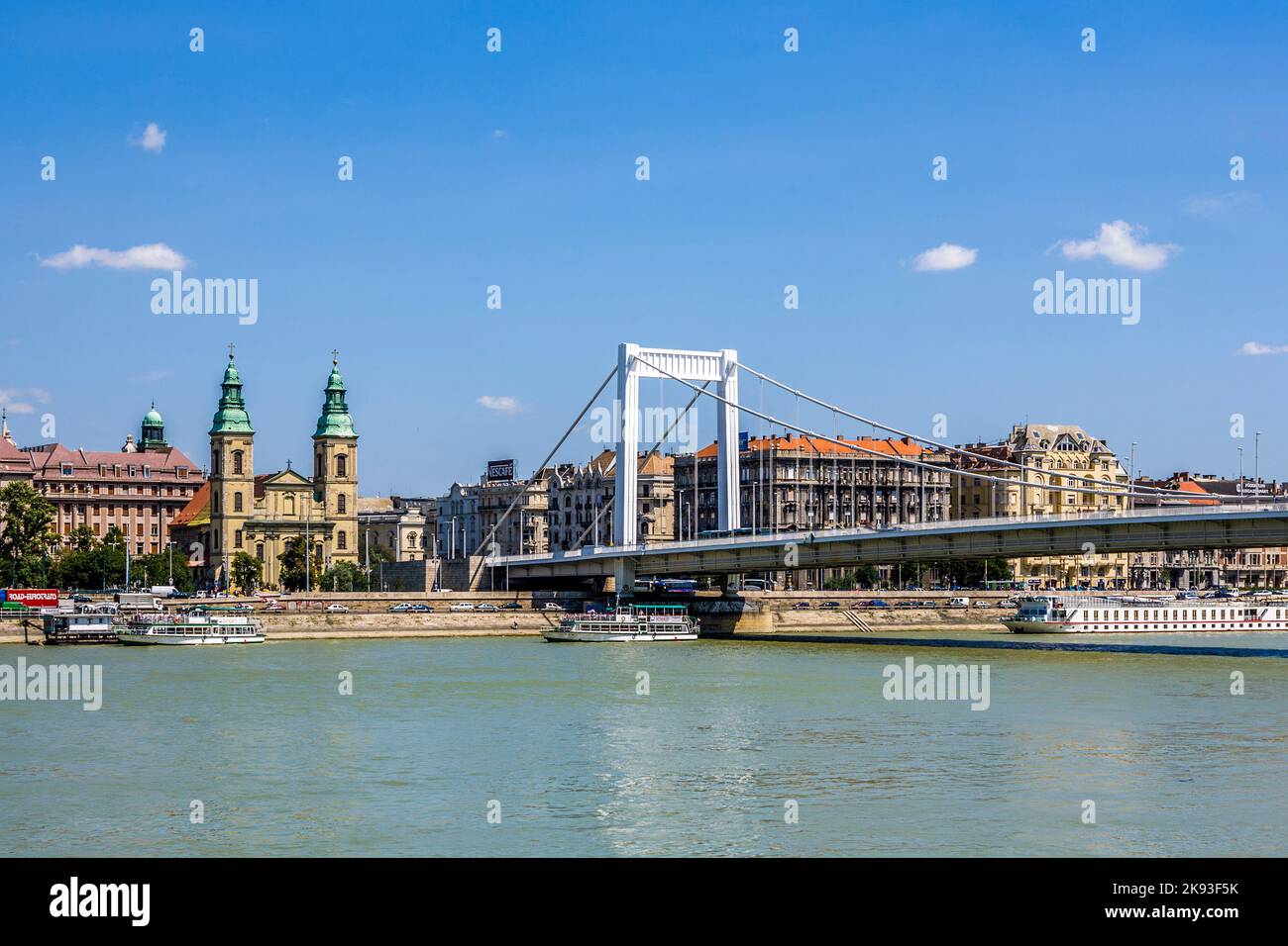 Budapest, Hungary - August 4, 2008: the old rope bridge in Budapest ...