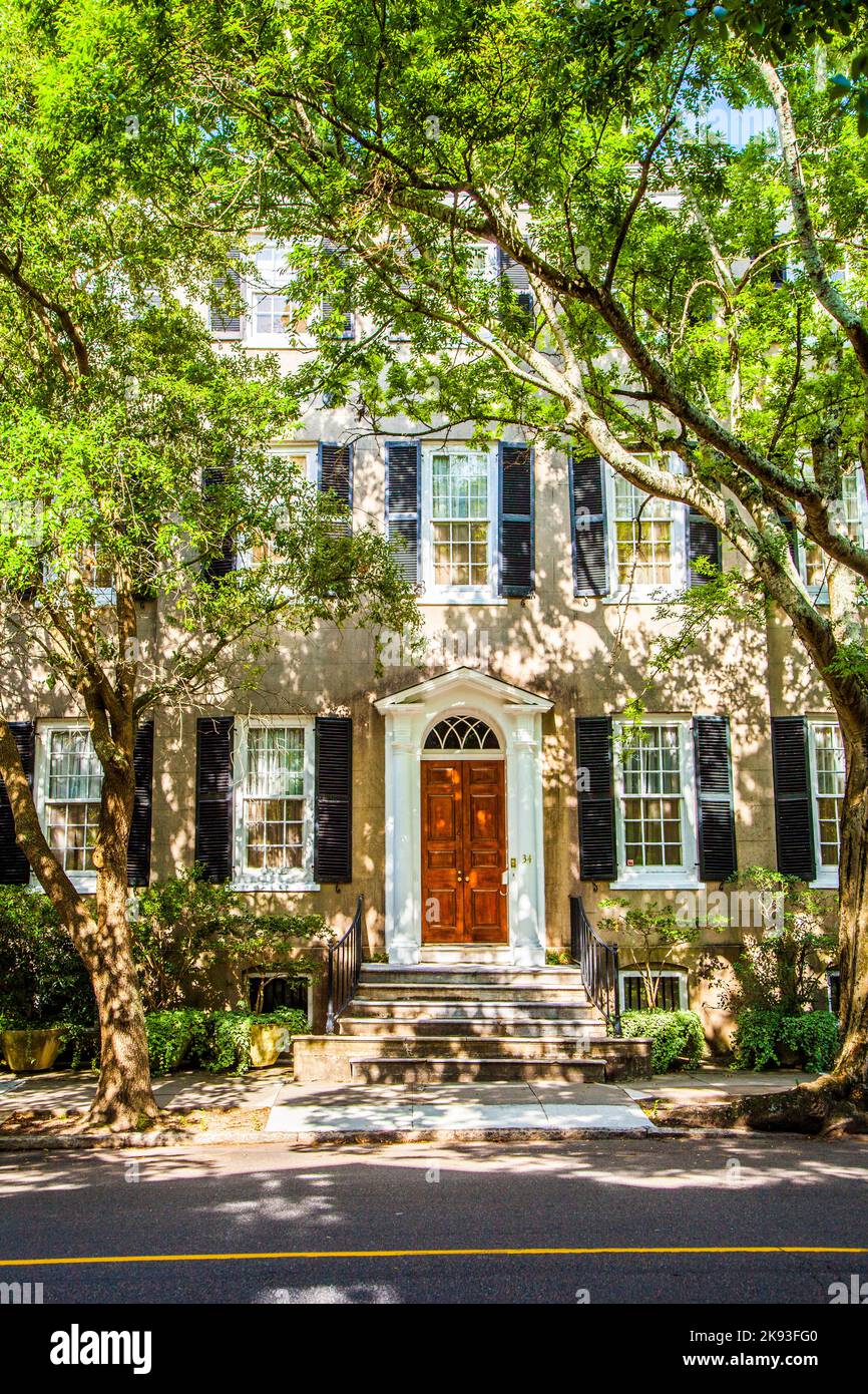 Savannah, USA - July 21, 2010: Traditional residential architecture in ...