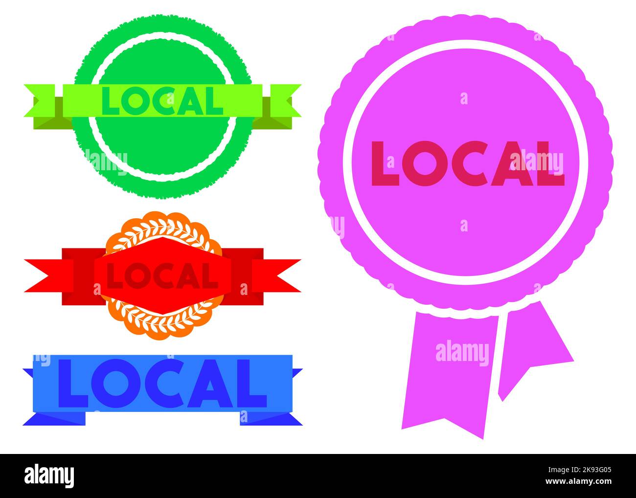 Set of ribbon with Local text. Banner template. Label sticker. Sign ...