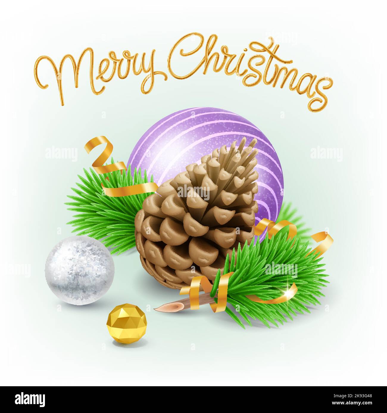 Merry christmas greeting card. Illustration of christmas tree branches ...