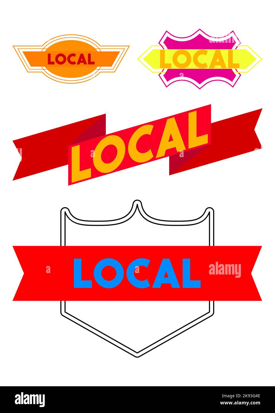 Set of ribbon with Local text. Banner template. Label sticker. Sign ...