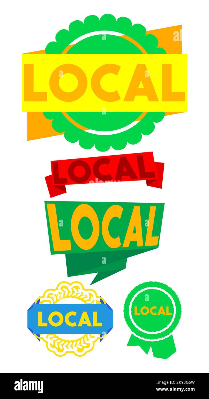 Set of ribbon with Local text. Banner template. Label sticker. Sign ...