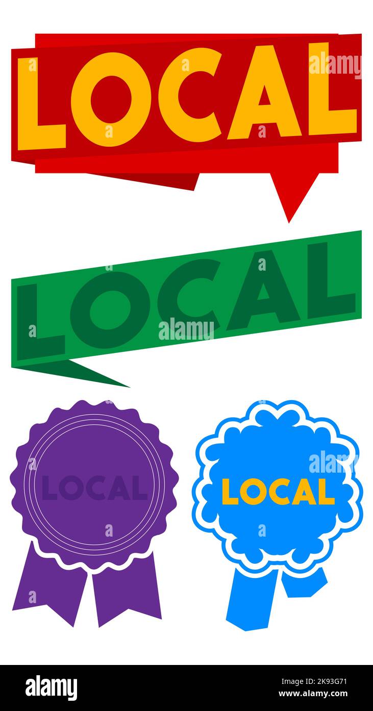 Set of ribbon with Local text. Banner template. Label sticker. Sign ...
