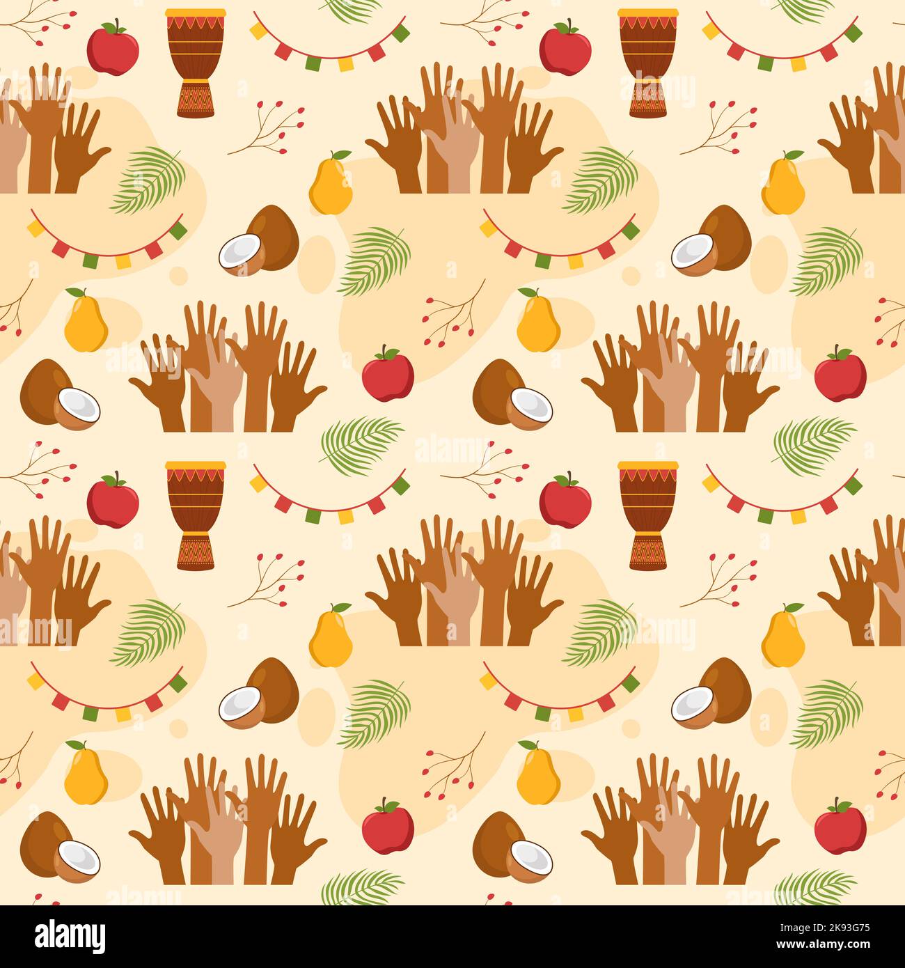 Happy Kwanzaa Holiday African Seamless Pattern Design with Festival ...