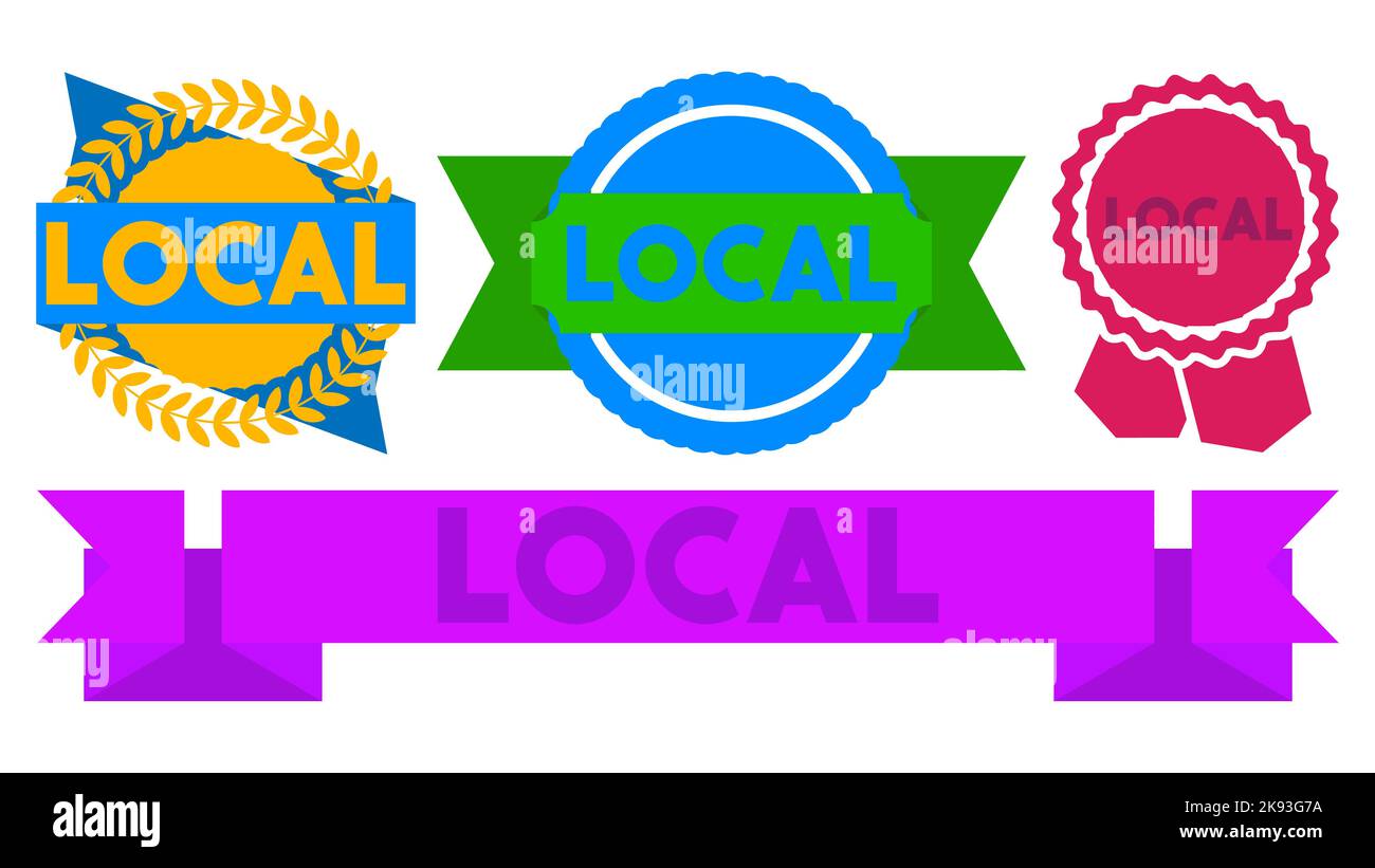 Set of ribbon with Local text. Banner template. Label sticker. Sign ...
