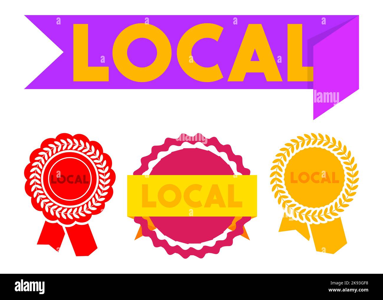 Set of ribbon with Local text. Banner template. Label sticker. Sign ...