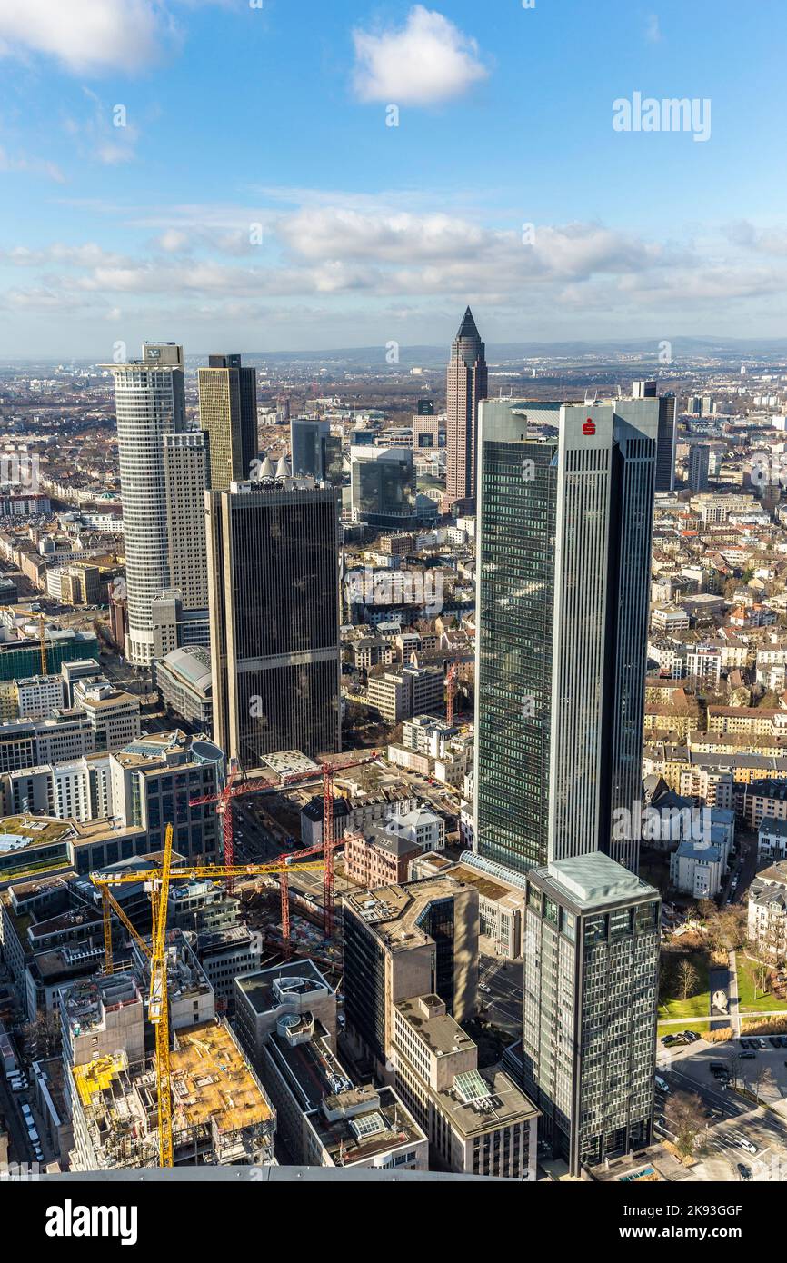 FRANKFURT, GERMANY - MAR 3, 2015: view to skyline of Frankfurt from ...