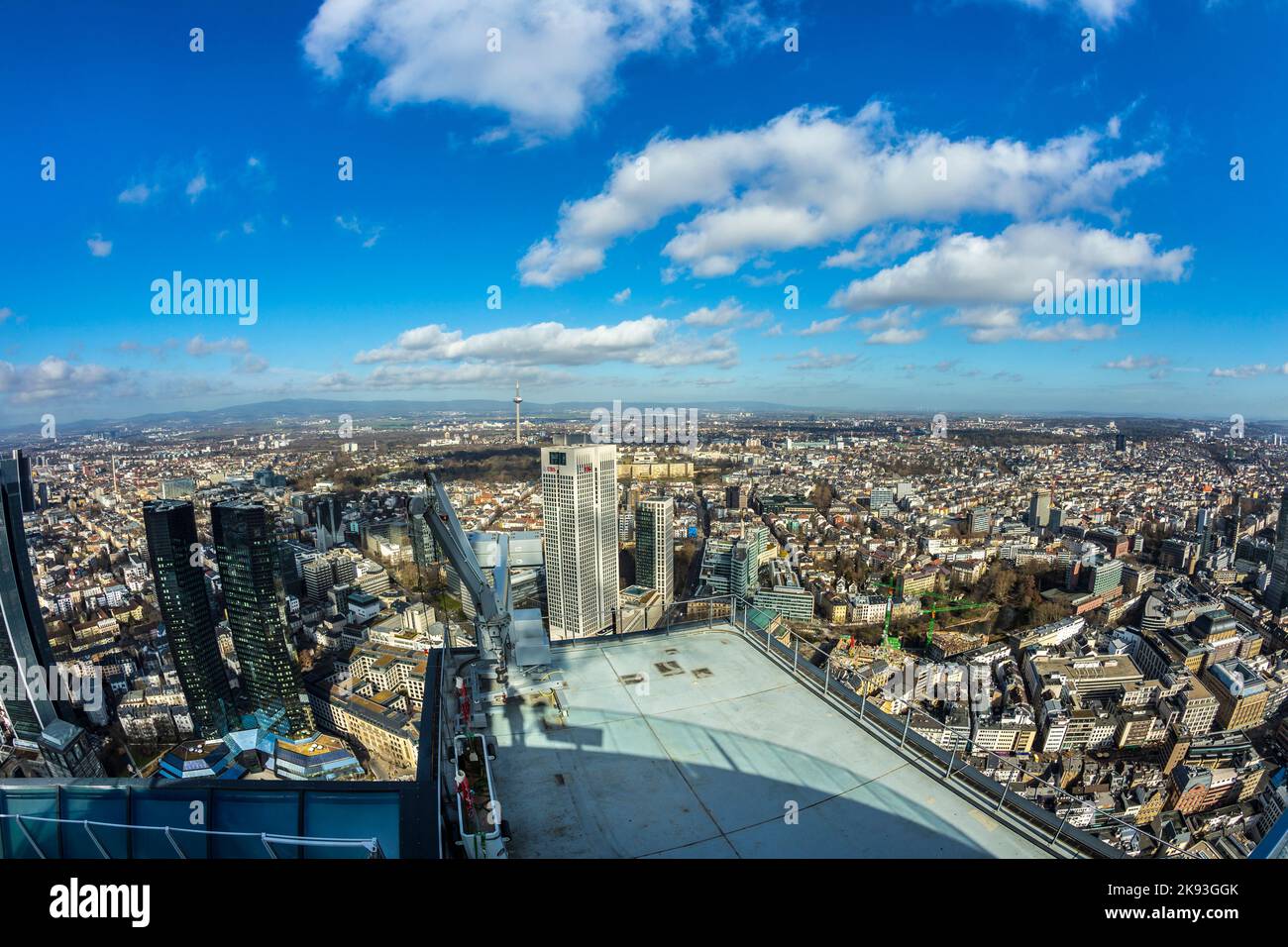 FRANKFURT, GERMANY - MAR 3, 2015: view to skyline of Frankfurt from ...
