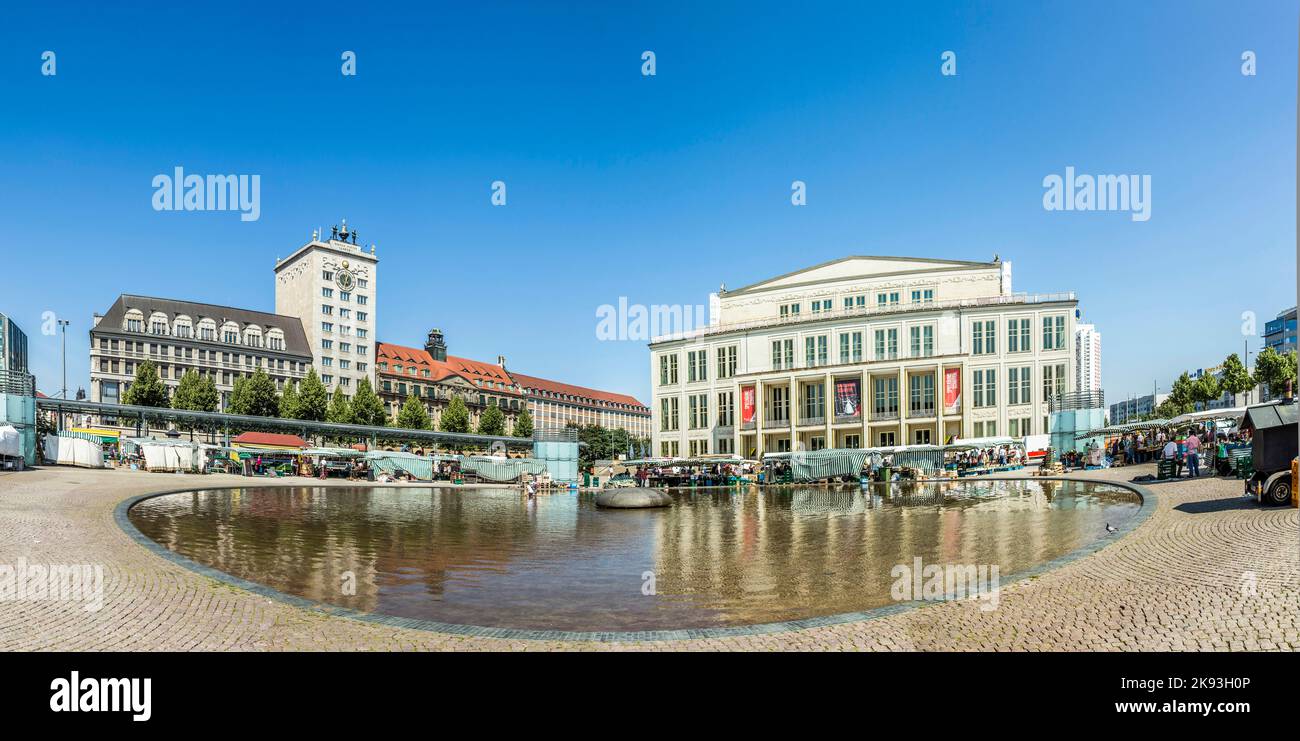 LEIPZIG, GERMANY - AUG 8, 2015: Old Town Hall in Leipzig with people at ...