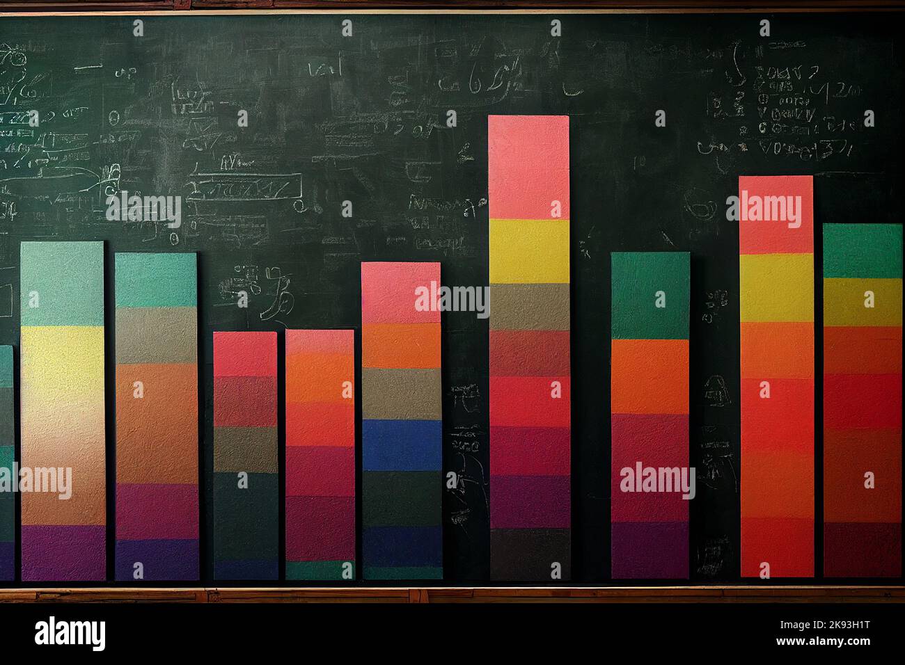 The colorful bar charts are on the chalkboard Stock Photo - Alamy
