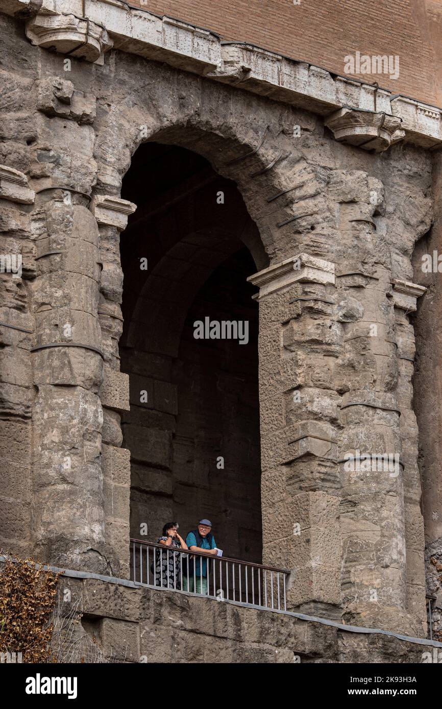 Rome, Italy. 20th Sep, 2022. Tourists look out from the Tabularium ...