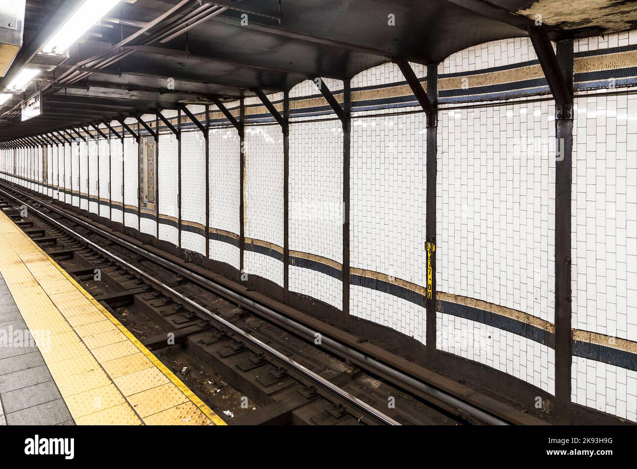 New York, USA - OCT 22, 2015: old vintage pattern at wall of metro ...