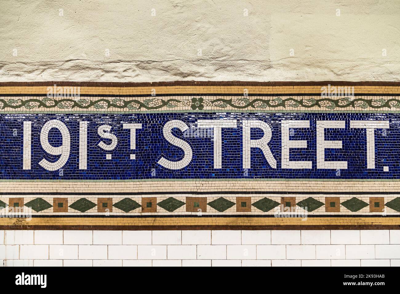 New York, USA - OCT 22, 2015: old vintage sign 191th street Subway ...