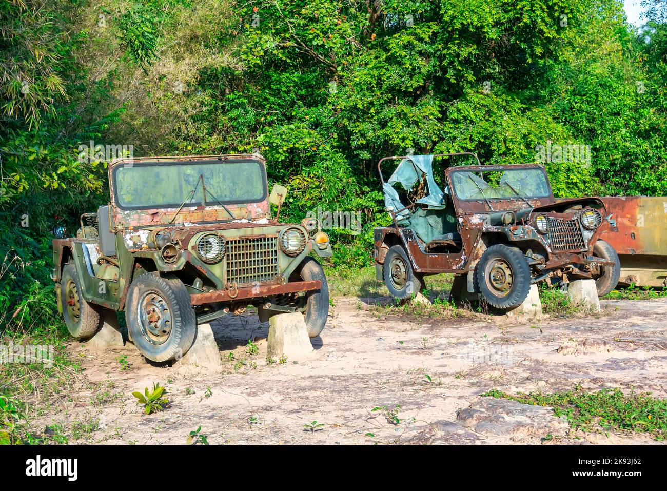 Road vehicles during the Vietnam war in the historic area of Cu Chi ...