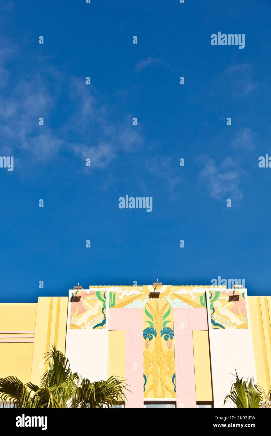 MIAMI BEACH, USA - AUGUST 02: midday view at Ocean drive on August 02 ...