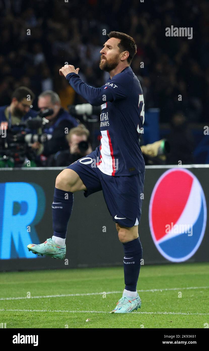 Paris, France - 25/10/2022, Lionel Messi of PSG celebrates his goal ...