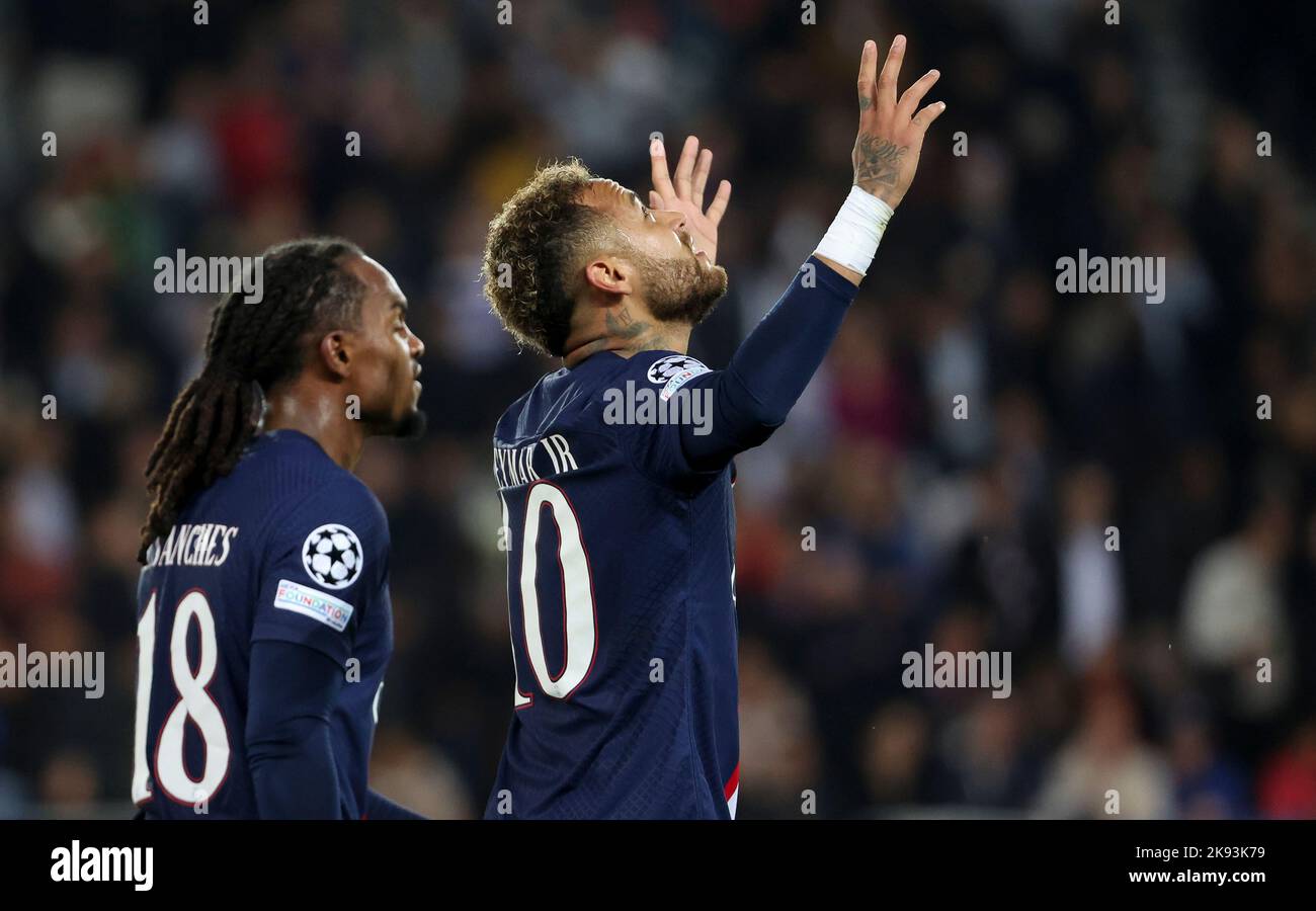 Paris, France - 25/10/2022, Neymar Jr of PSG celebrates his goal during ...