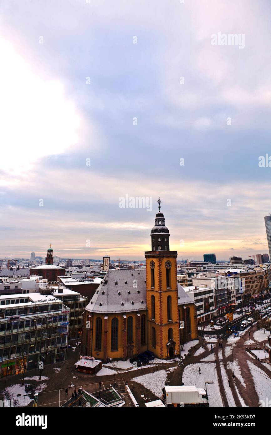 FRANKFURT, GERMANY - DECEMBER 14: Skyline of Frankfurt with famous ...