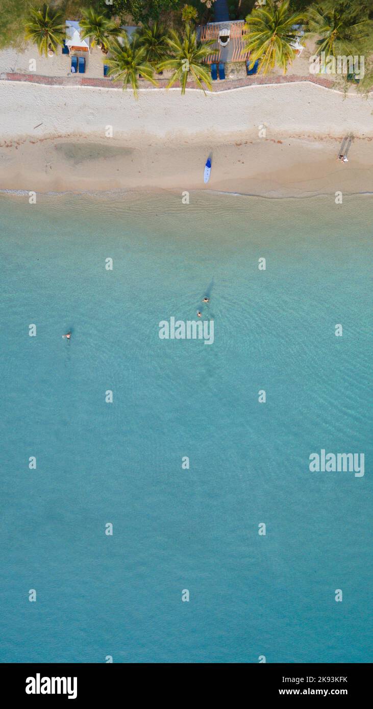 Drone aerial view at the Klong Prao Beach in Koh Chang, drone view from ...