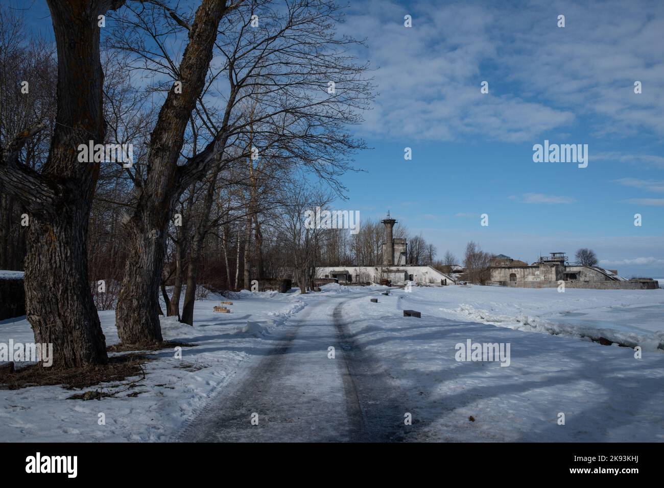 Fort "Reef" fortifications of Kronstadt. Western part of Kotlin island ...