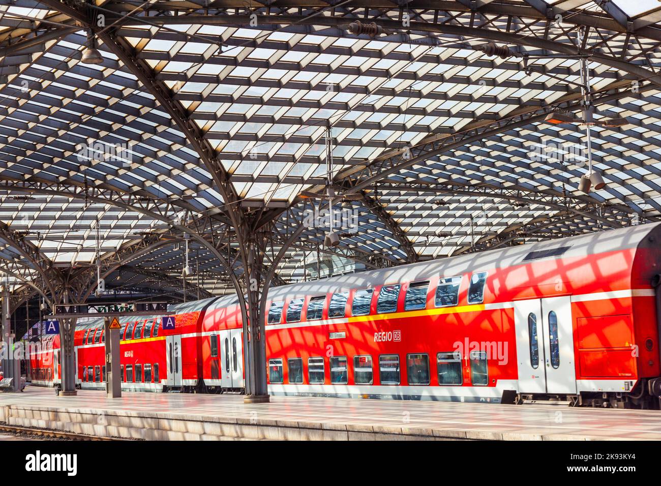 COLOGNE, GERMANY - MAY 28: train leaves the central railway station on ...