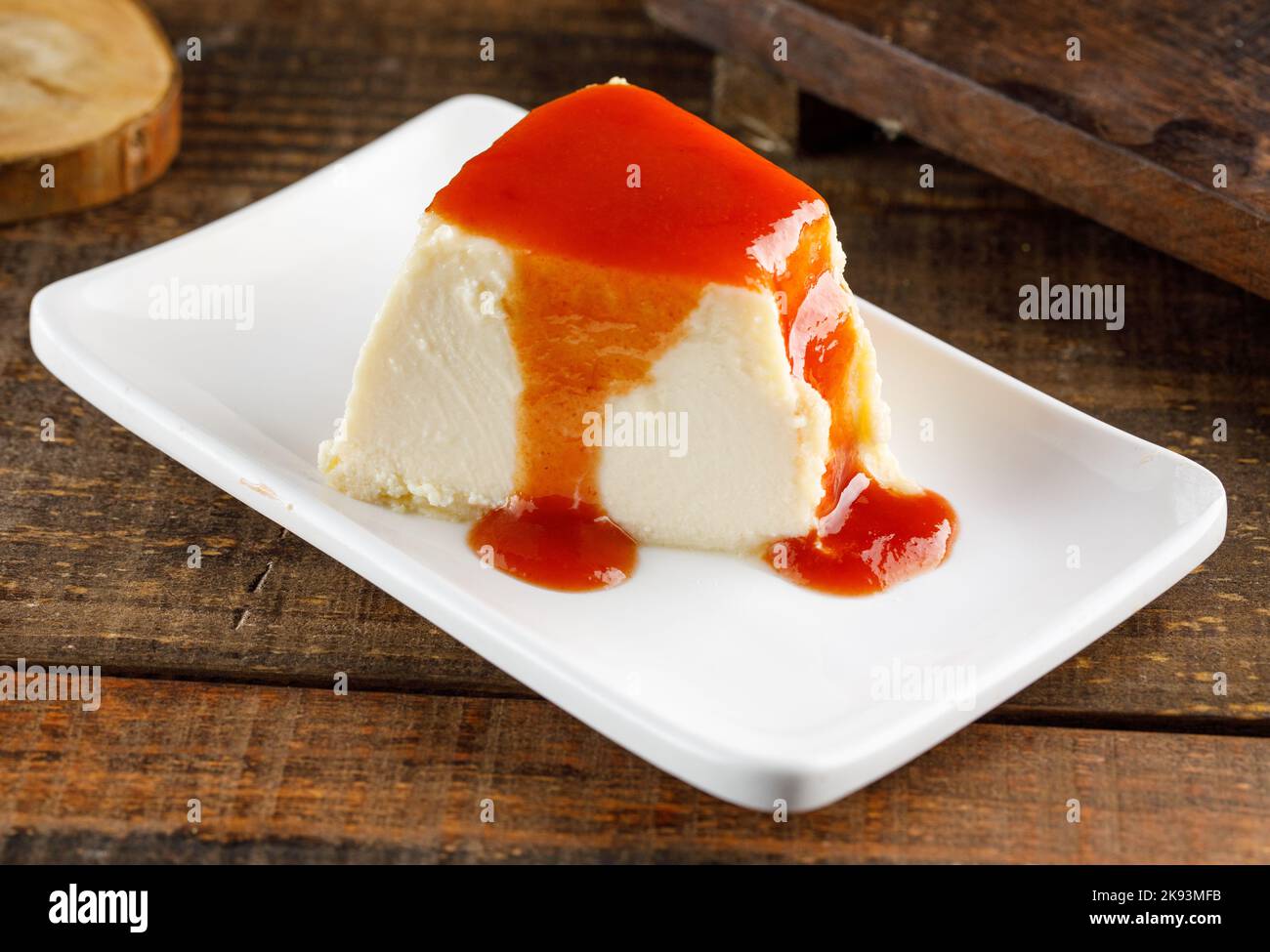 cheese dessert with guava topping Stock Photo - Alamy
