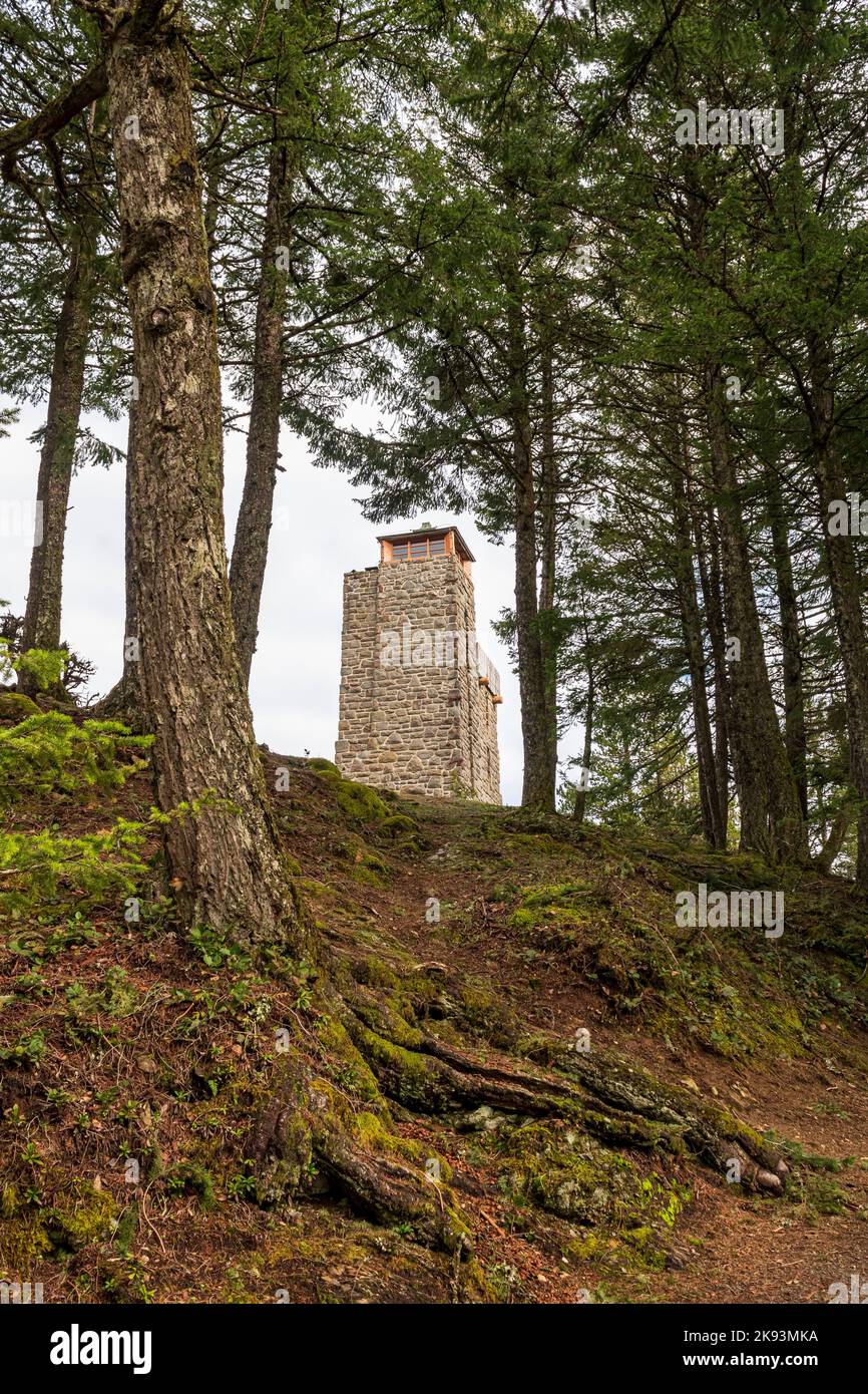 The medieval-style observation tower on top of Mount Constitution ...