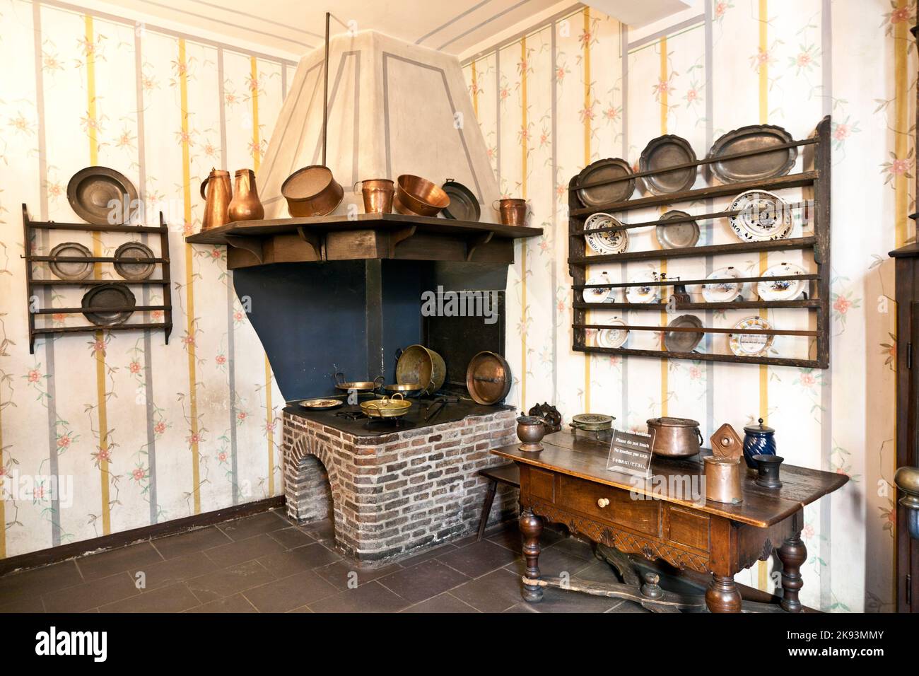 FRANKFURT, GERMANY OCTOBER 22: the historic kitchen with iron oven in ...