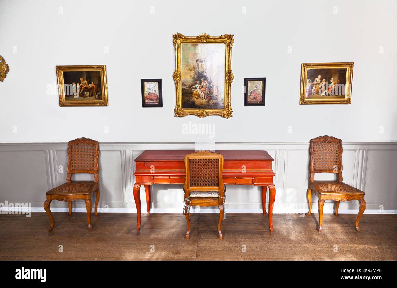 FRANKFURT, GERMANY OCTOBER 22: red clavichord in the music room in the ...