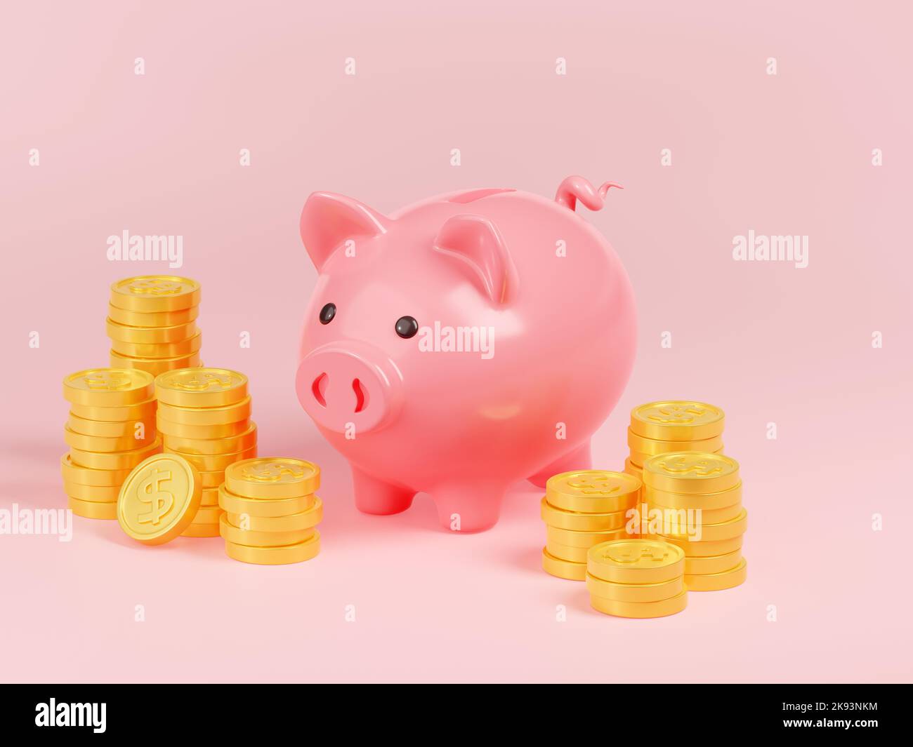 3d render piggy bank, money income, finance, savings concept with pig ...