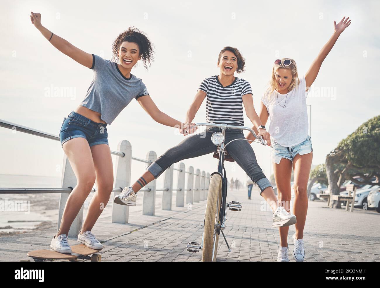 Our favorite things to do is to have fun. three friends having fun on ...