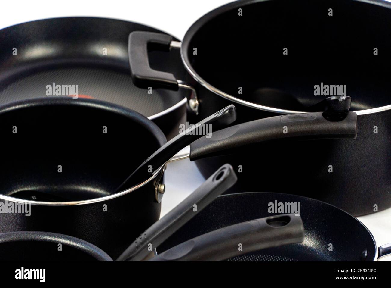 cookware set with white bottom, cookware, metal, black handle, mexico ...